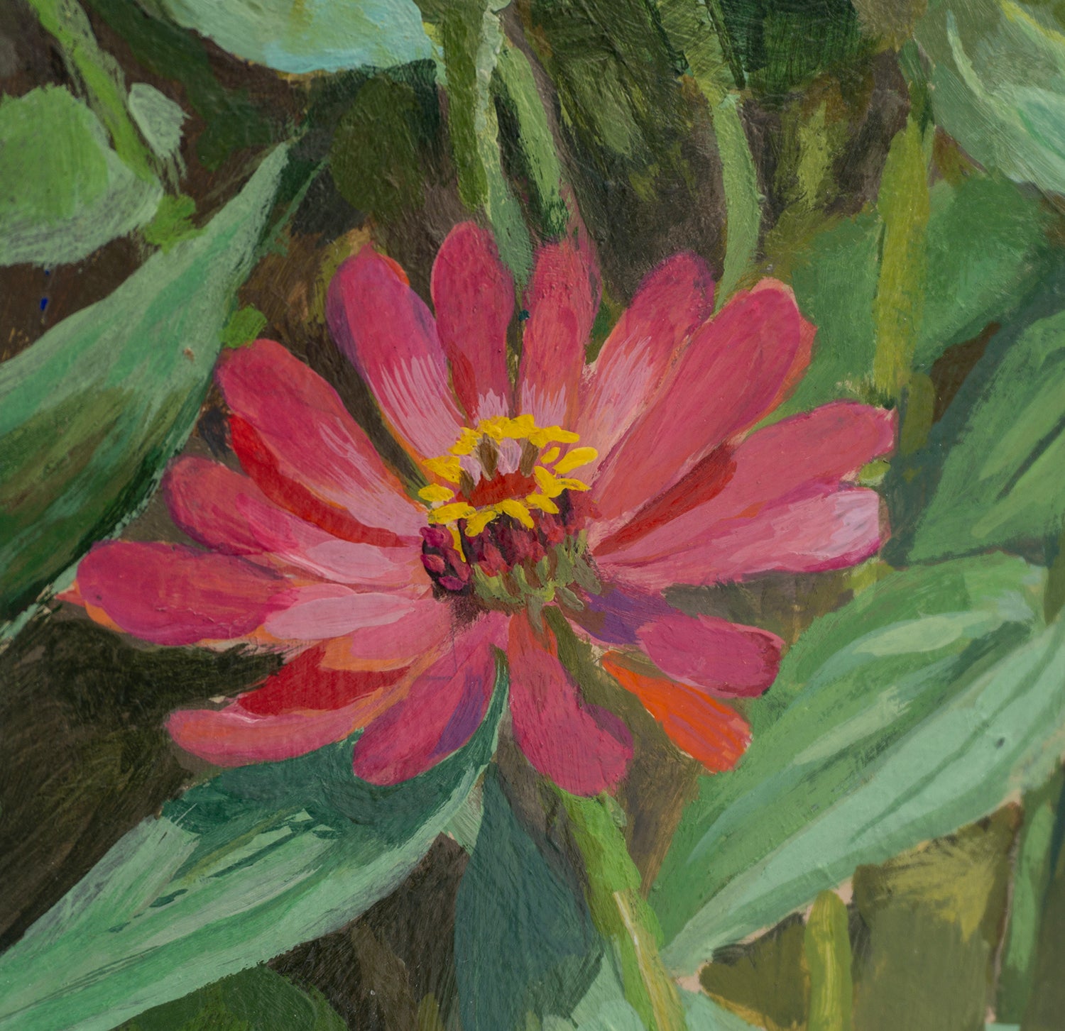 Zinnias on Dark Background by Mary Beatty-Brooks - mixed media artwork ...