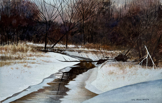 Winter's Chill by Vic Roschkov - watercolor painting | UGallery