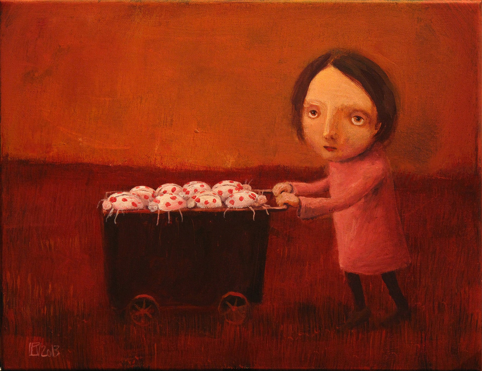 White Ladybugs by Krzysztof Iwin - acrylic painting | UGallery