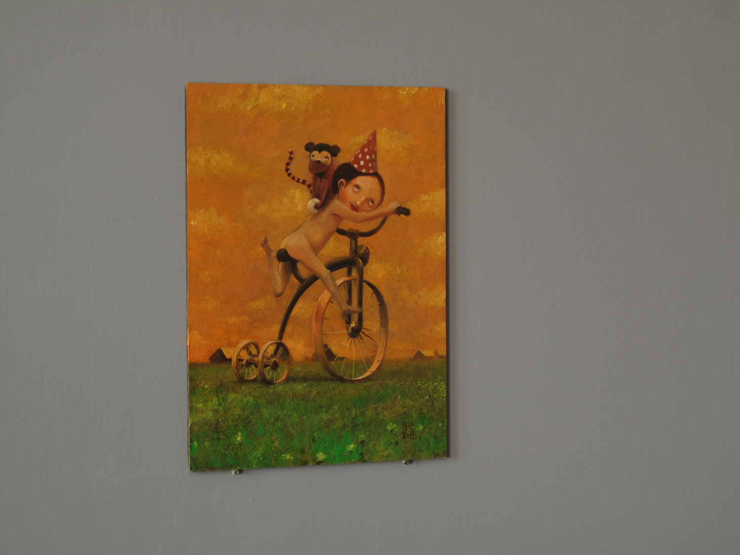 Naked Man & Monkey by Krzysztof Iwin - oil painting | UGallery