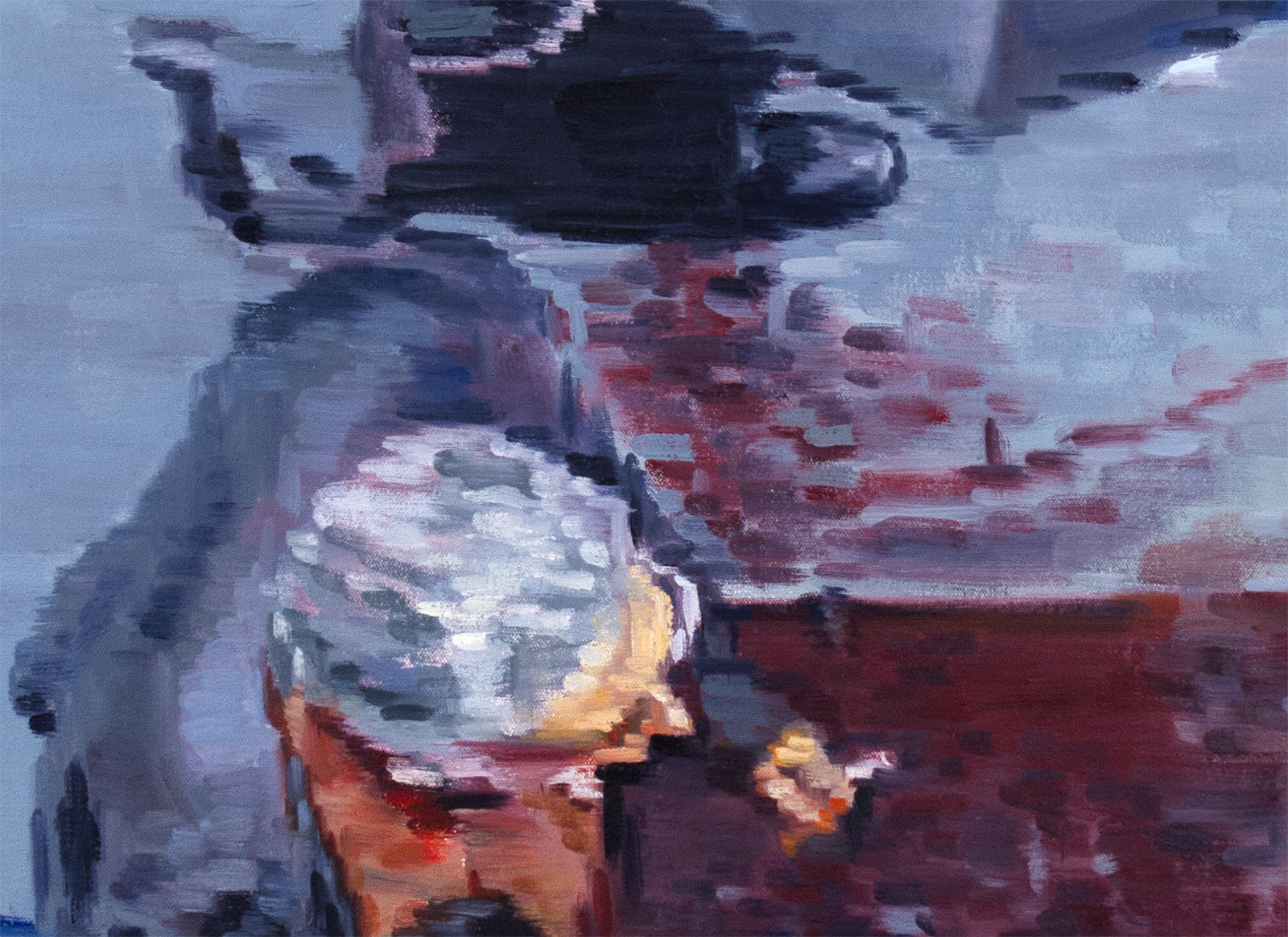 Umbrella and Smoker in Paris by Warren Keating - oil painting | UGallery