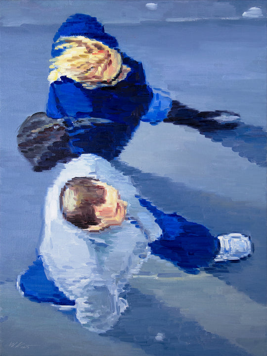 Couple in Blue Walking in Paris by Warren Keating - oil painting | UGallery