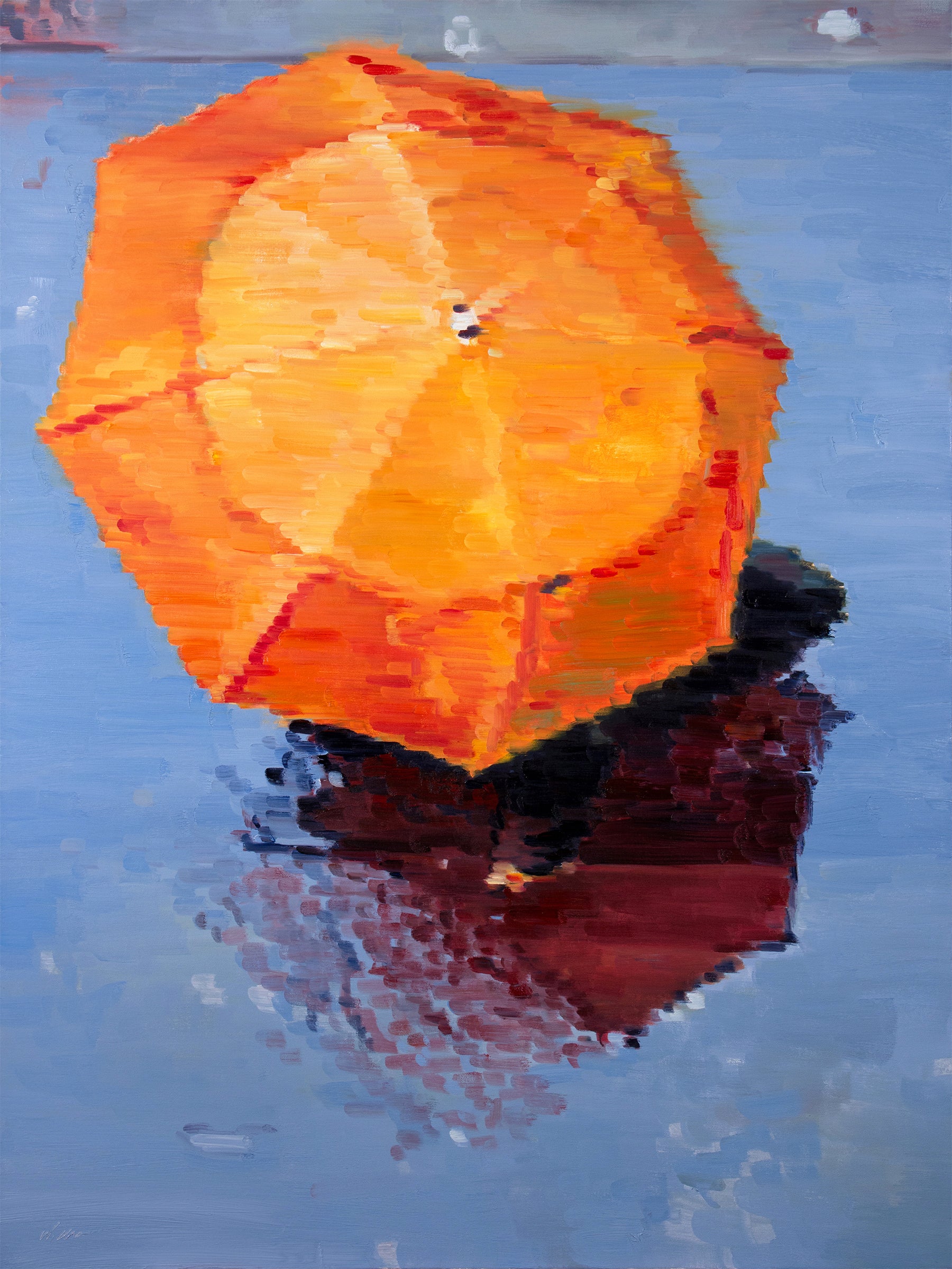Orange Umbrella In Paris Rain #8 by Warren Keating - oil painting ...