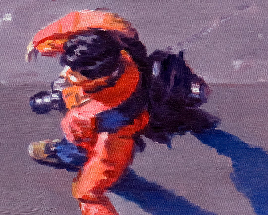 Paris Tourists In Red With Camera by Warren Keating - oil painting ...