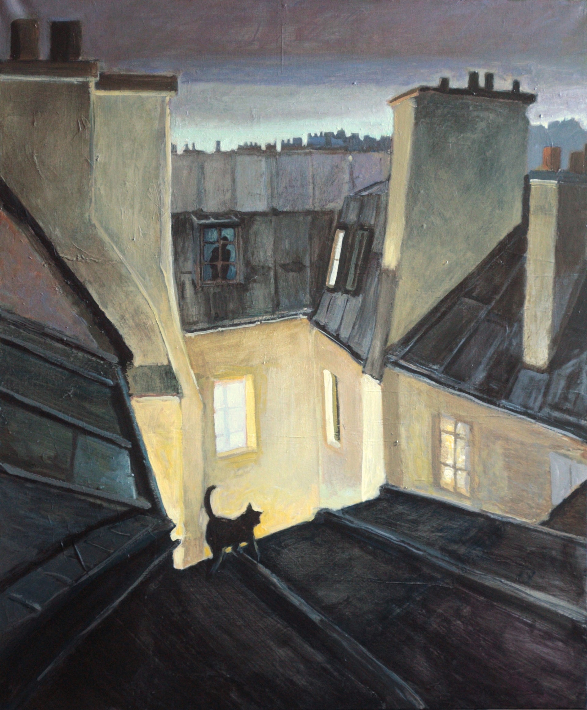The Cat on a Roof by Bertrand Girard - acrylic painting | UGallery