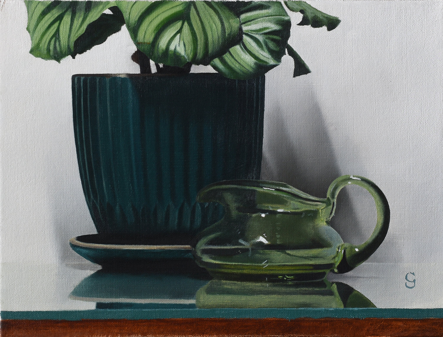 Calathea with a Green Pitcher by Christopher Garvey - oil painting ...