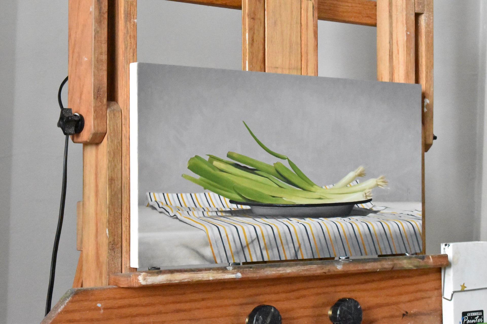 Scallions on Stripes by Christopher Garvey - oil painting | UGallery