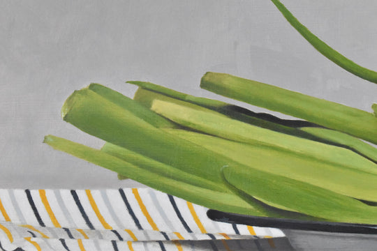 Scallions on Stripes by Christopher Garvey - oil painting | UGallery