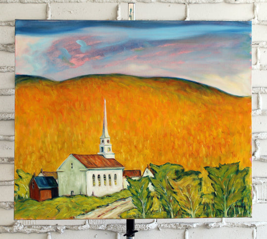 Evening, Stowe Community Church, Vermont by Doug Cosbie - oil painting ...