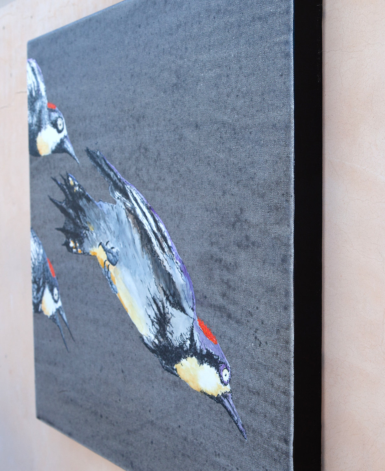 Diving Woodpeckers by Emil Morhardt - acrylic painting | UGallery