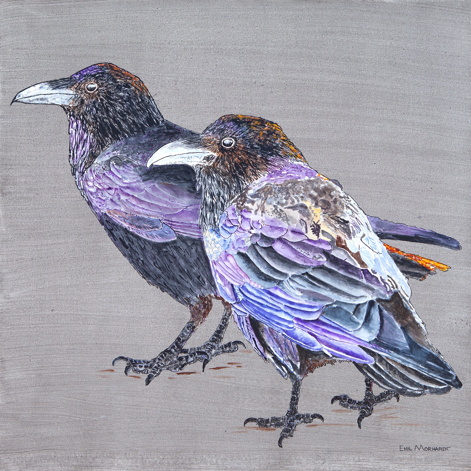 Raven Couple by Emil Morhardt - acrylic painting | UGallery