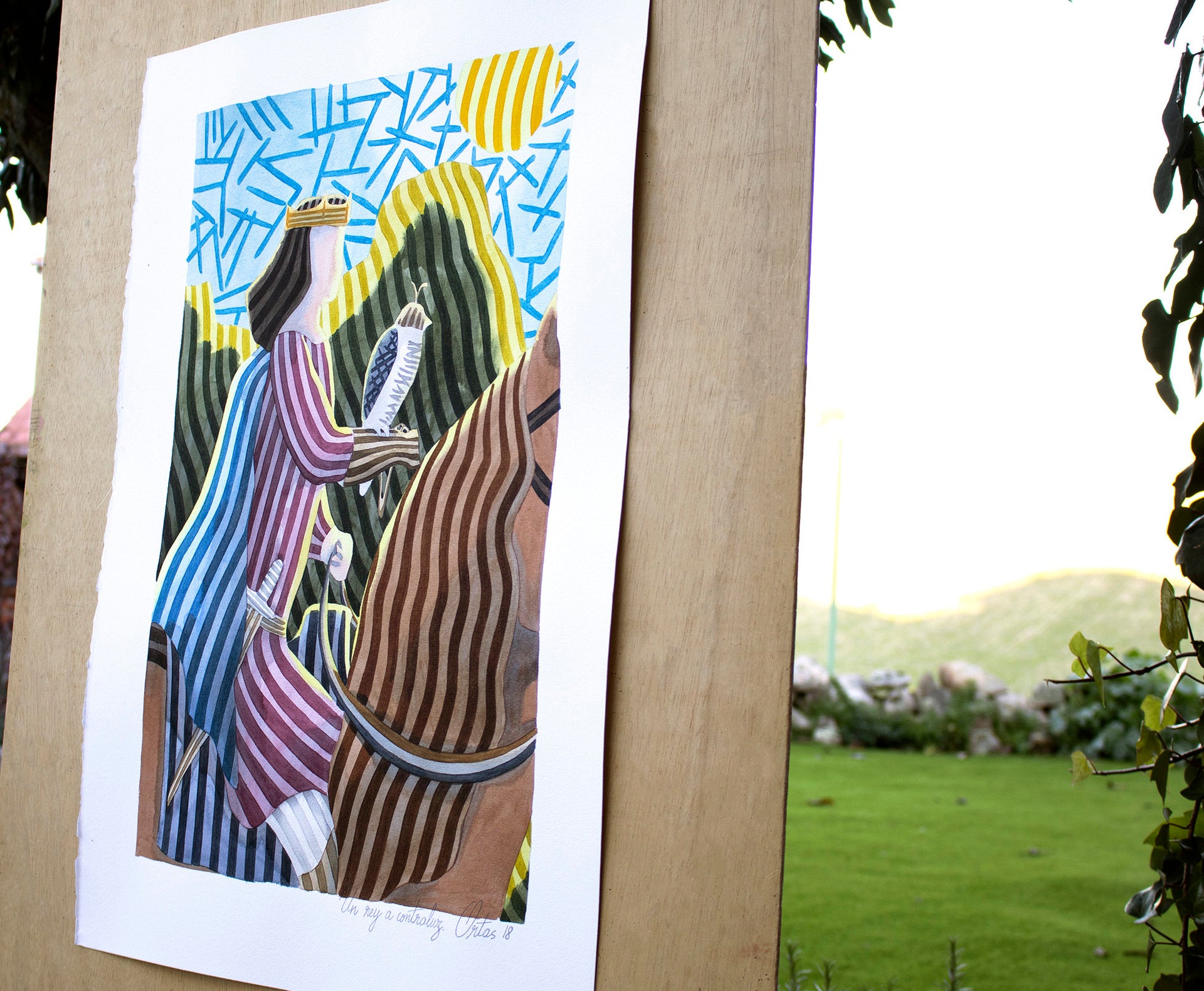 A King in Backlight by Javier Ortas - watercolor painting | UGallery