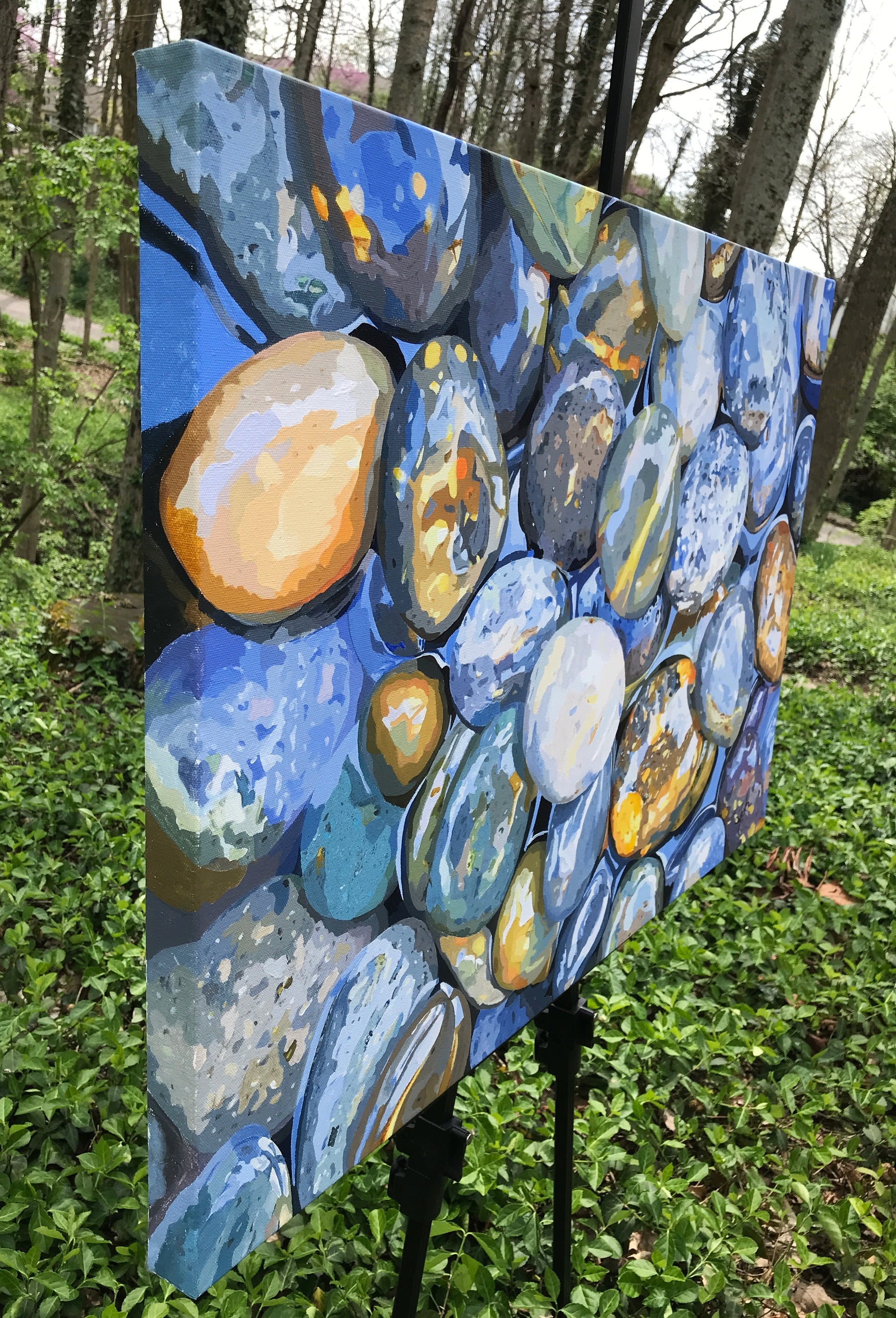 Blue Stones in Water by John Jaster - acrylic painting | UGallery