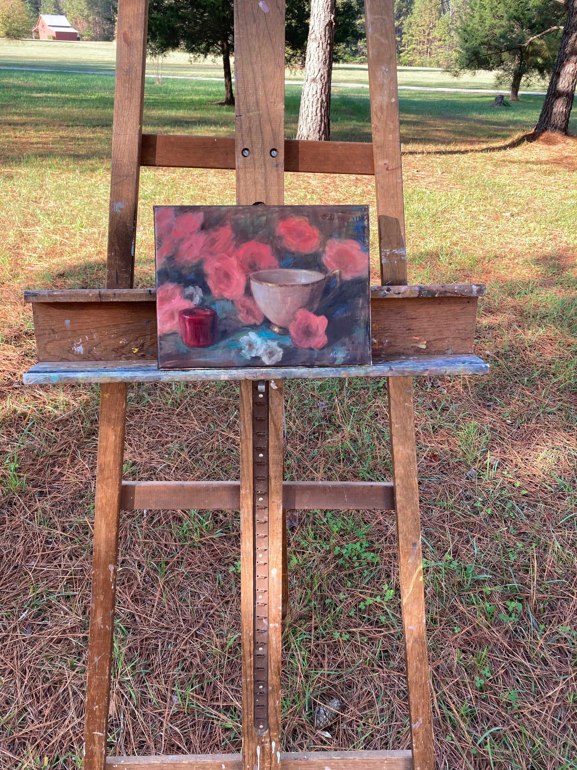 Red, Pink and Aqua by Lisa Nielsen - oil painting | UGallery