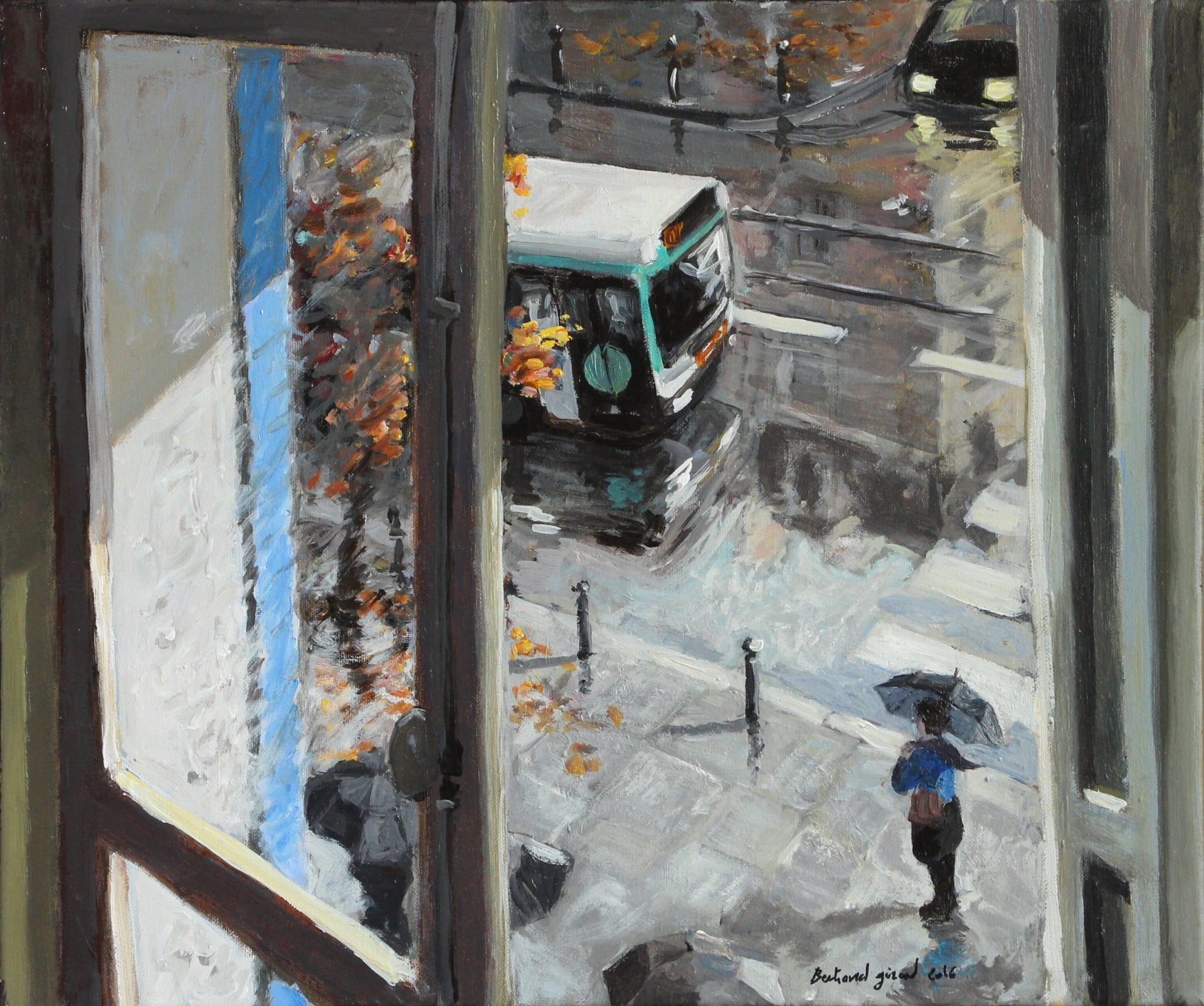 The Parisian Bus by Bertrand Girard - acrylic painting | UGallery