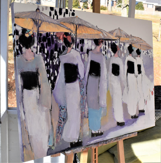 Sashaying Geishas by Mary Pratt - oil painting | UGallery