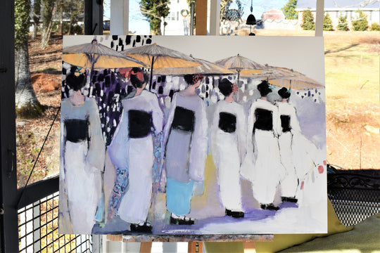 Sashaying Geishas by Mary Pratt - oil painting | UGallery