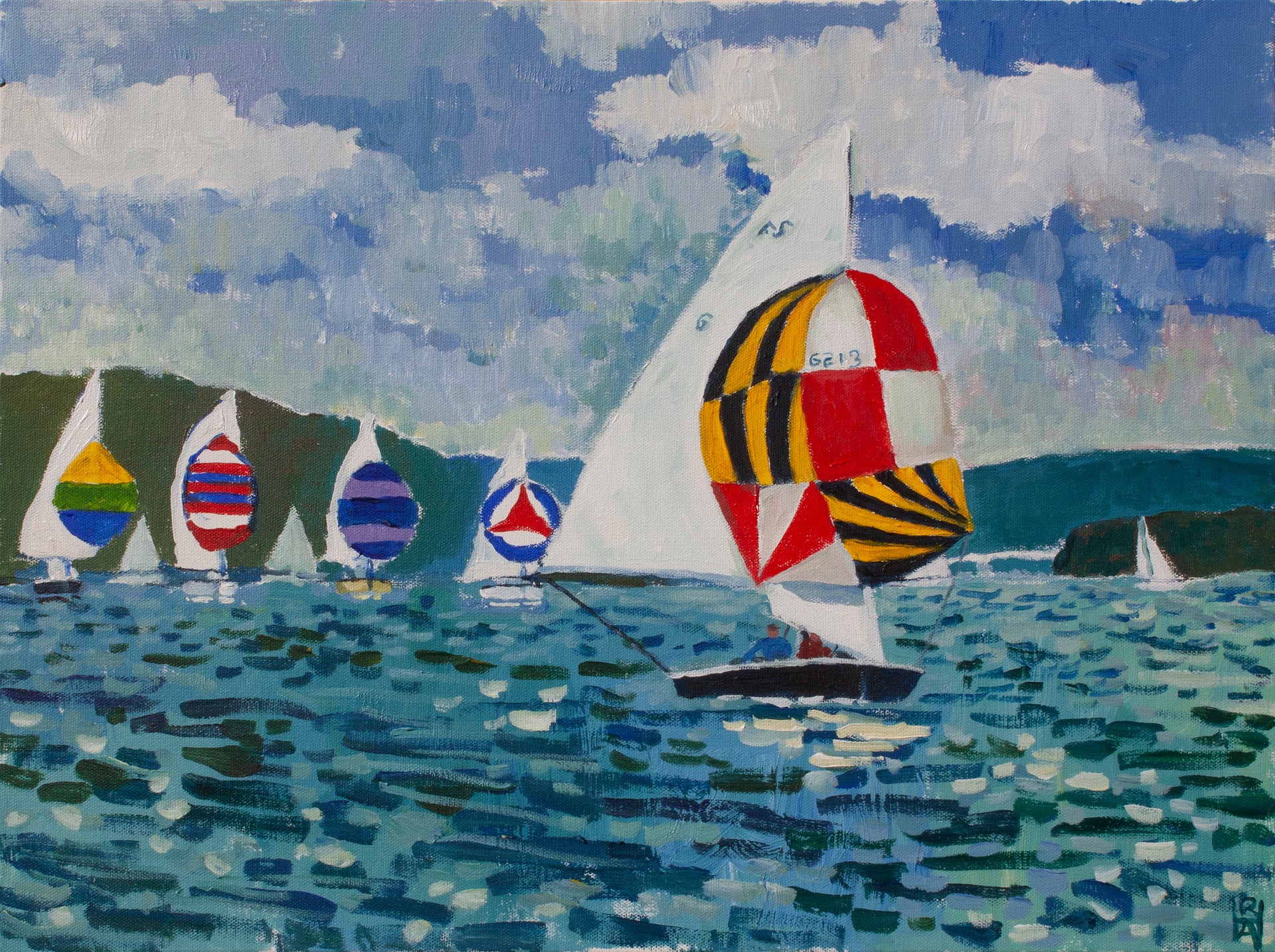 Deep Creek Sailing - Commission by Robert Hofherr - acrylic painting ...