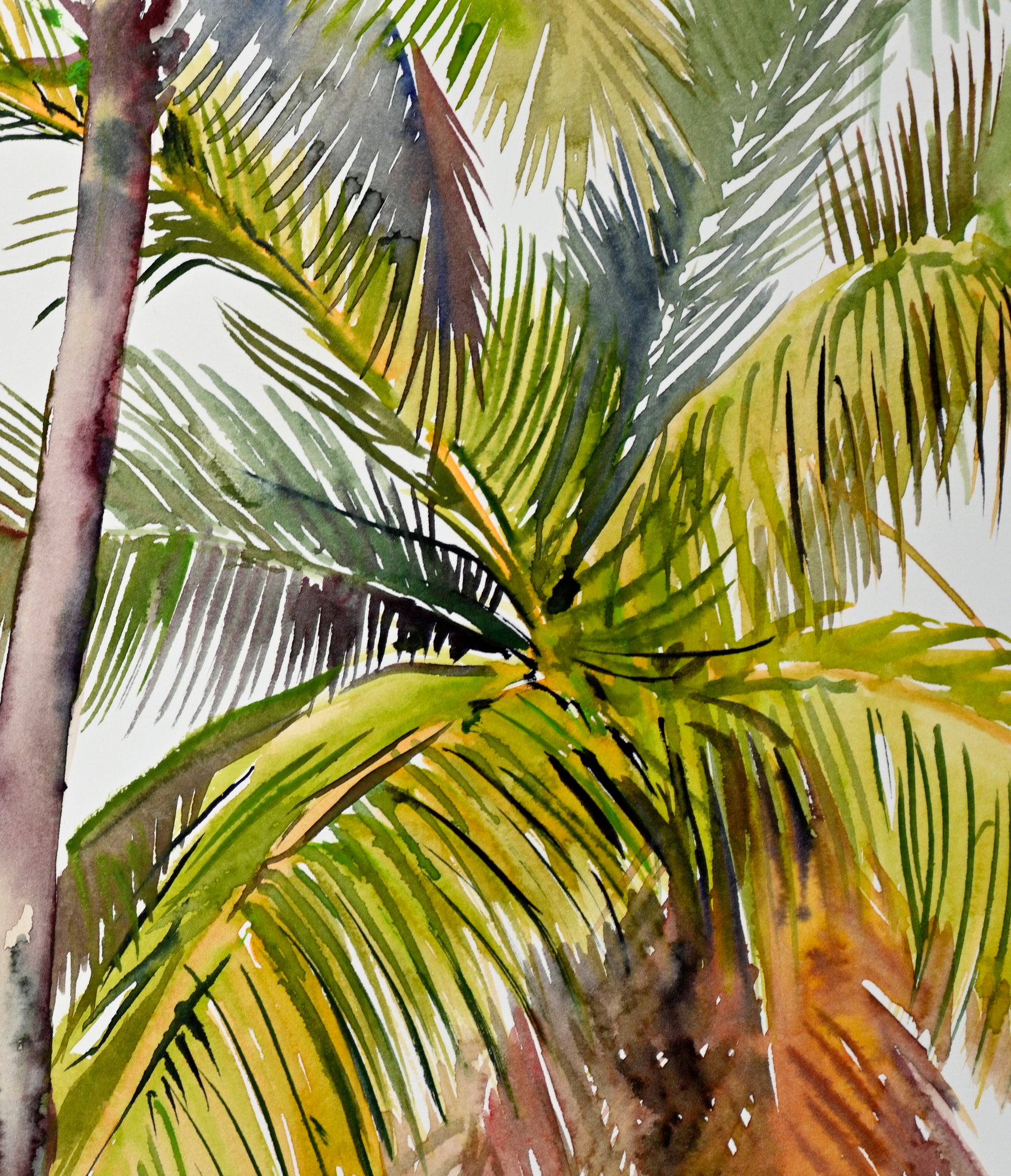 Coconut Palm Trees (Composition 1) by Suren Nersisyan - watercolor ...