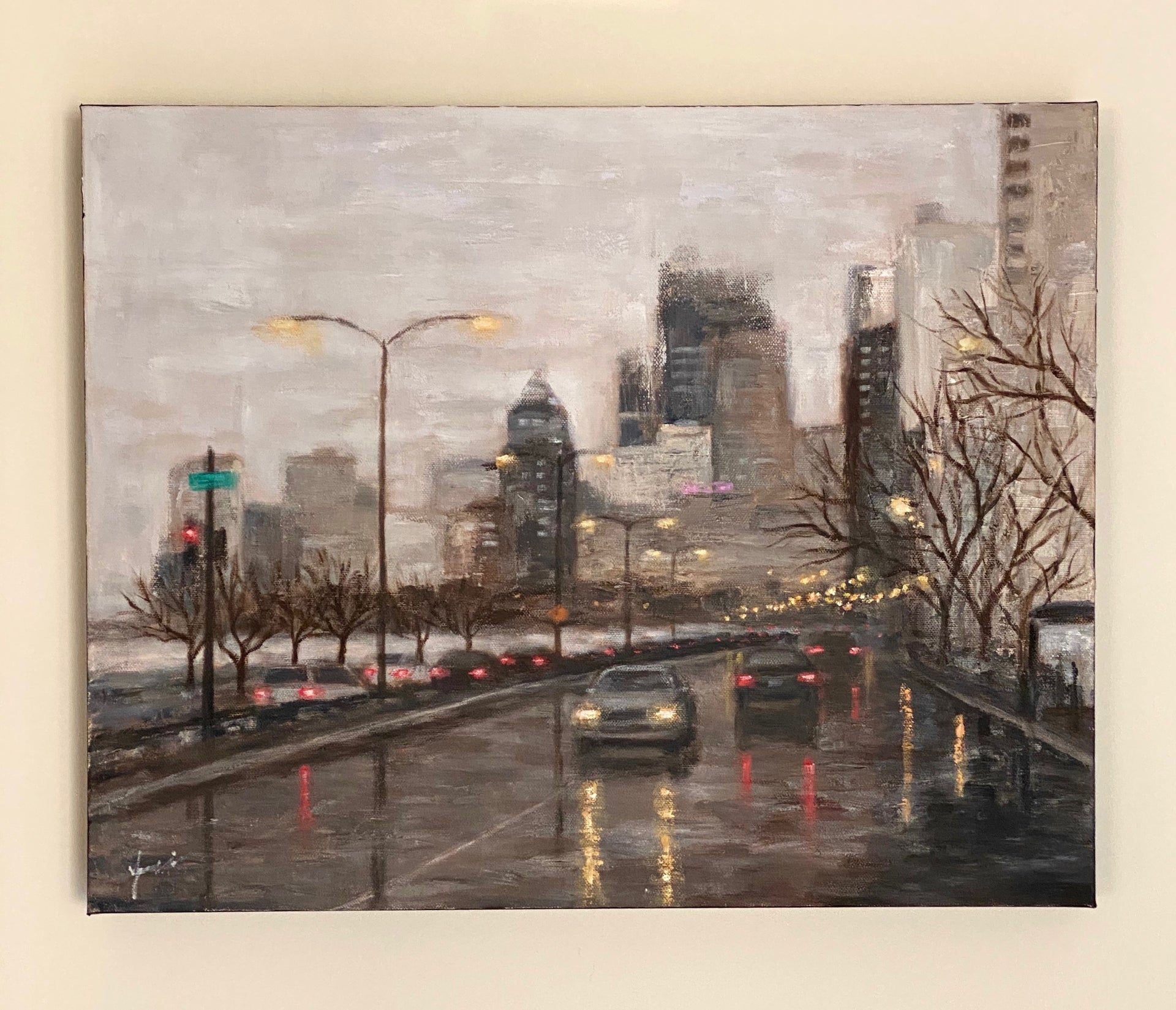 Gold Coast in Misty Rain by Yangzi Xu - oil painting | UGallery
